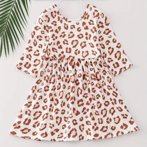 Dresses | Boutique Cheetah Leopard Animal Print Girls Long Sleeve Dress ...